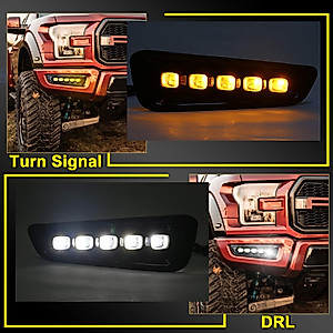 Ford Raptor Fog Lights with Switchback LED Turn Signals Daytime Running Light Compatible for Ford Raptor 2017 2018 2019 2020 Gen 2