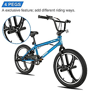 HH HILAND 20 Inch 3 5 Spoke Kids BMX Bike for Boys Girls Ages 5-12, 360 Degree Rotor Freestyle, 4 Pegs Single Speed Kid’s BMX Bicycle, Multiple Colors