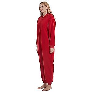 Sqlszt Onesie Adult,Animal One Piece Pajamas,Unisex Zip Up Cosplay Costume for Hollaween Christmas Women Men Red M