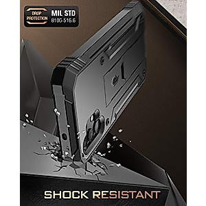 Poetic Revolution Series Case for Samsung Galaxy A32 5G, Full-Body Rugged Dual-Layer Shockproof Protective Cover with Kickstand and Built-in-Screen Protector, Black