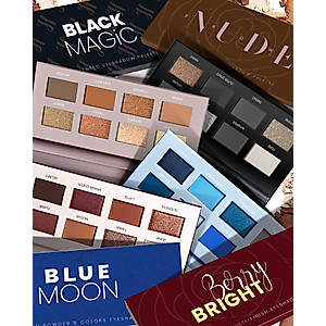 HOOMUSS Black Smoky Eye Shadow Palette 8Color, Dark Grey Smokey Eyeshadow for Goth Makeup, Black Silver White Gray Shade for Halloween, Pigmented & Long Lasting (Black)