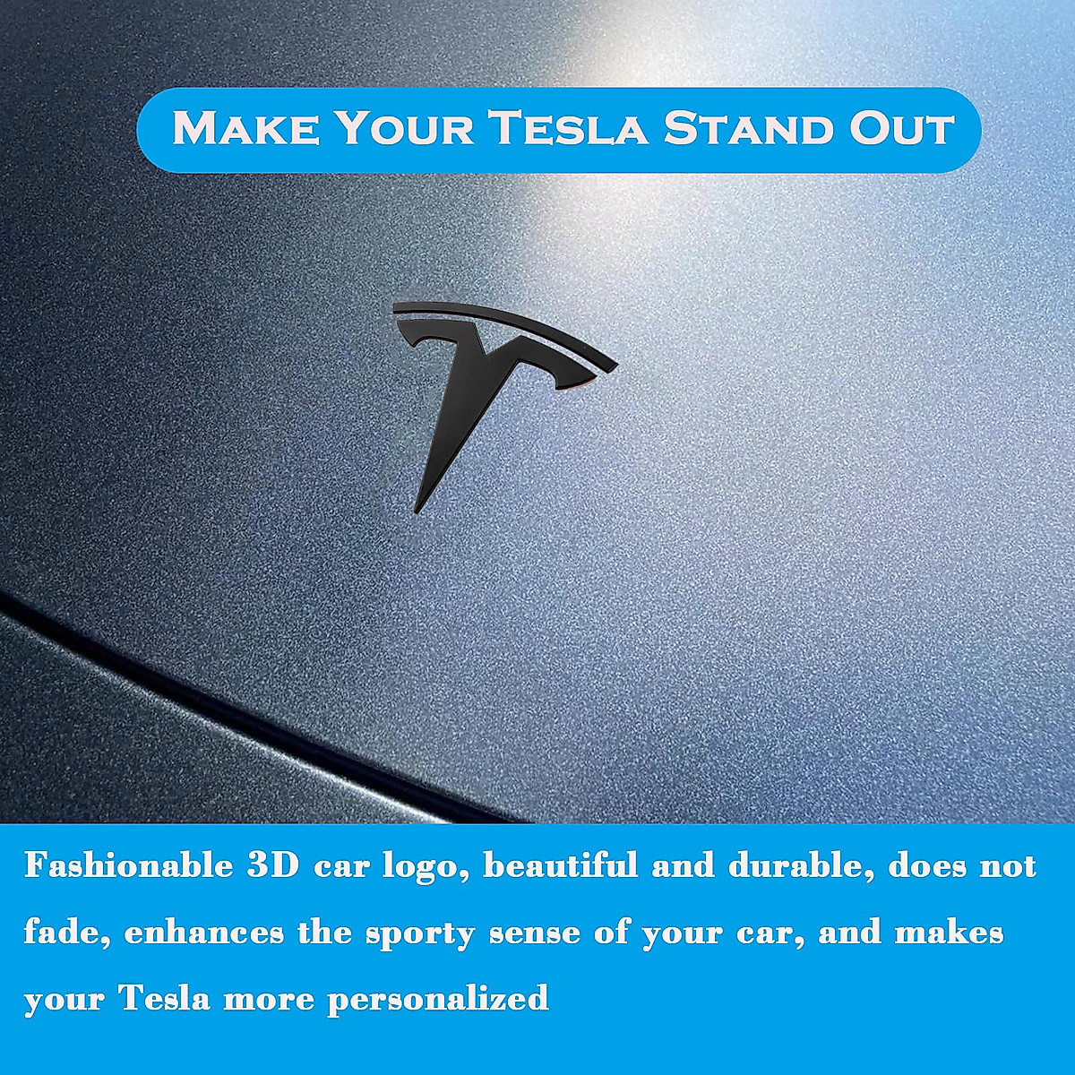 YHCDSEA Metal Logo Badge Replacement Sticker fit for Tesla Model Y Emblem Replace Stickers Accessories (Matt Black)