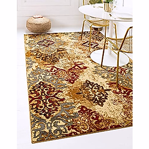 Unique Loom Barista Collection Modern, Abstract, Vintage, Pattern, Distressed, Rustic, Warm Colors Area Rug, 9 ft x 12 ft, Beige/Black