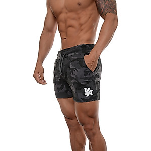 YoungLA Men's Bodybuilding Gym Workout Shorts 102 Camo Black M