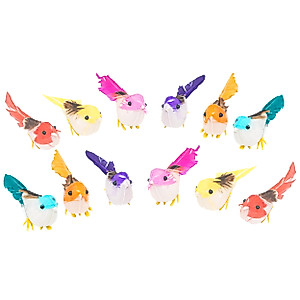 Warmtree 48 Pcs Artificial Simulation Birds Feather Mini Bird Decorative Fake Birds for Craft Home Ornaments Garden Wedding Decoration Embellishing, Random Color