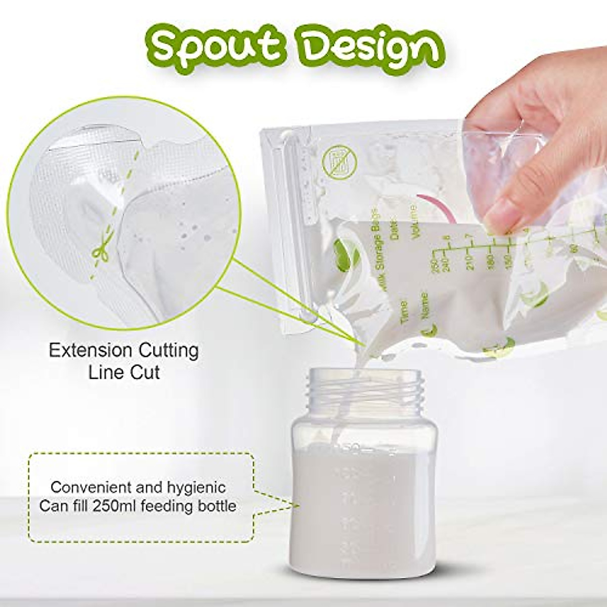 Breastmilk Storage Bags 110 Count 8 OZ 250ML Milk Freezer Bags for Breastfeeding Milk Storage Bag Leak Proof Double Zipper Seal