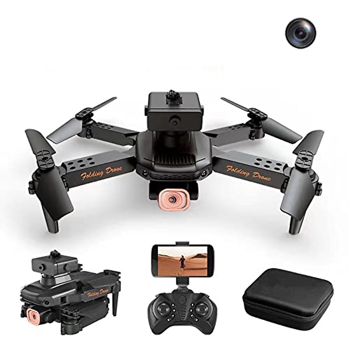 Mini Drone with 1080P Dual HD Camera, Foldable FPV Remote Control Quadcopter Drone with Camera for Adults and Kids, One Key Take Off/Land, Altitude Hold, Speed Adjustment (One Camera)