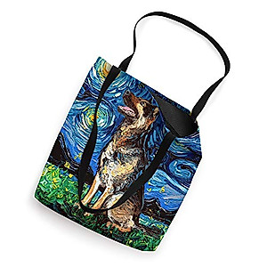 Happy German Shepherd Starry Night Dog Art by Aja Tote Bag
