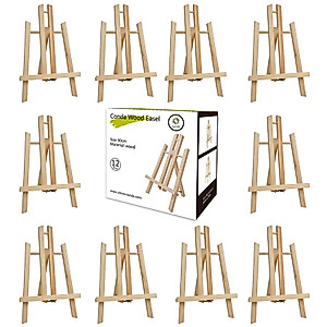 CONDA 12 Pack 11.8" Tabletop Easel, Portable A-Frame Tripod Tabletop Easel Set for Painting Party & Displaying Canvases, Photos, Display Tripod Holder Stand for Students Kids Beginners