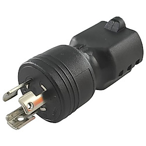Conntek 30120 UNO Locking Plug NEMA L5-15P to NEMA 5-15R 125-Volt Adapter Black, 1PCS/PK