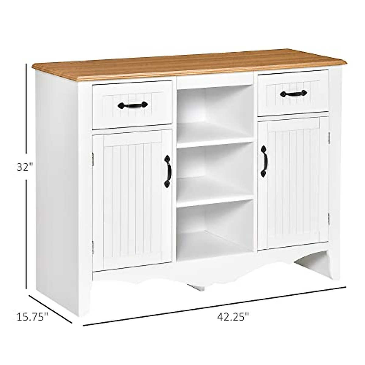 HOMCOM 42" Sideboard Buffet Cabinet, Accent Kitchen Cabinet, Coffee Bar Cabinet with Storage Drawers and Adjustable Shelves for Living Room, White