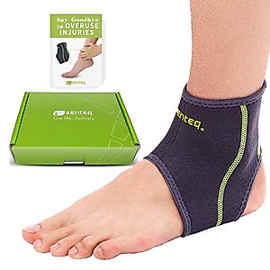 SENTEQ Ankle Brace for Men & Women- Compression Support for Sprained Ankles & Plantar Fasciitis, Elastic Neoprene Slim Sleeve for Jogging & Running, Ankle Stabilizer and Support for Walkers (Medium)