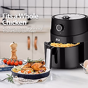 JKM Air Fryer 4.7 Quart, mechanical Air Fryer Oven, Adjustable Timer & Temp, No Oily Smoke Frying Cooking, Auto Shut Off, 1500W, Black