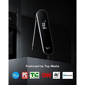 Typhur InstaProbe, No.1 Fastest (Less Than .75 Second) Meat Thermometer Digital, Instant Read Thermometer with OLED Display, IP67 Waterproof Food Thermometer for Cooking, Smoker, BBQ, Grill