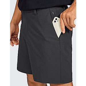 CRZ YOGA Men's All Day Comfy Golf Shorts - 7" Stretch Lightweight Casual Work Flat Front Shorts with Pockets Ink Gray 34