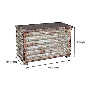 Household Essentials Vintage Metal Storage Trunk, Rustic Silver, Large