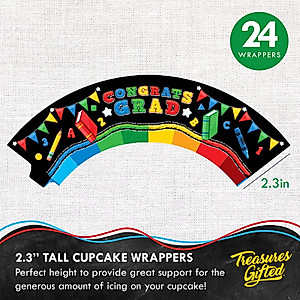 Treasures Gifted Preschool Graduation Cake Topper Set - (1) Grad Cake Topper & (24) Graduation Cupcake Toppers & Matching Wrappers - Graduation Party Supplies - Preschool Graduation Decorations