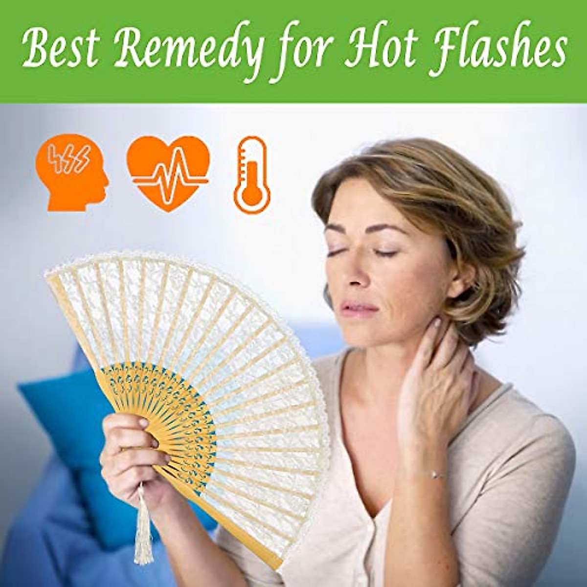 OMyTea® "Sexy Lace 8.66"(22cm) Women Folding Hand Fan with Bamboo Frame - with a Fabric Sleeve for Protection for Gifts - Chinese/Japanese Vintage Retro Style (White)