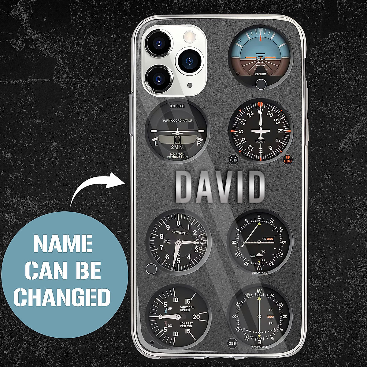CASEZILY Personalized Pilot Gauges Phone Case Custom Name Aviator I'd Rather be Flying Aviation Compatible with iPhone 15 14 13 12 11 X XS XR 8 Mini Pro Max