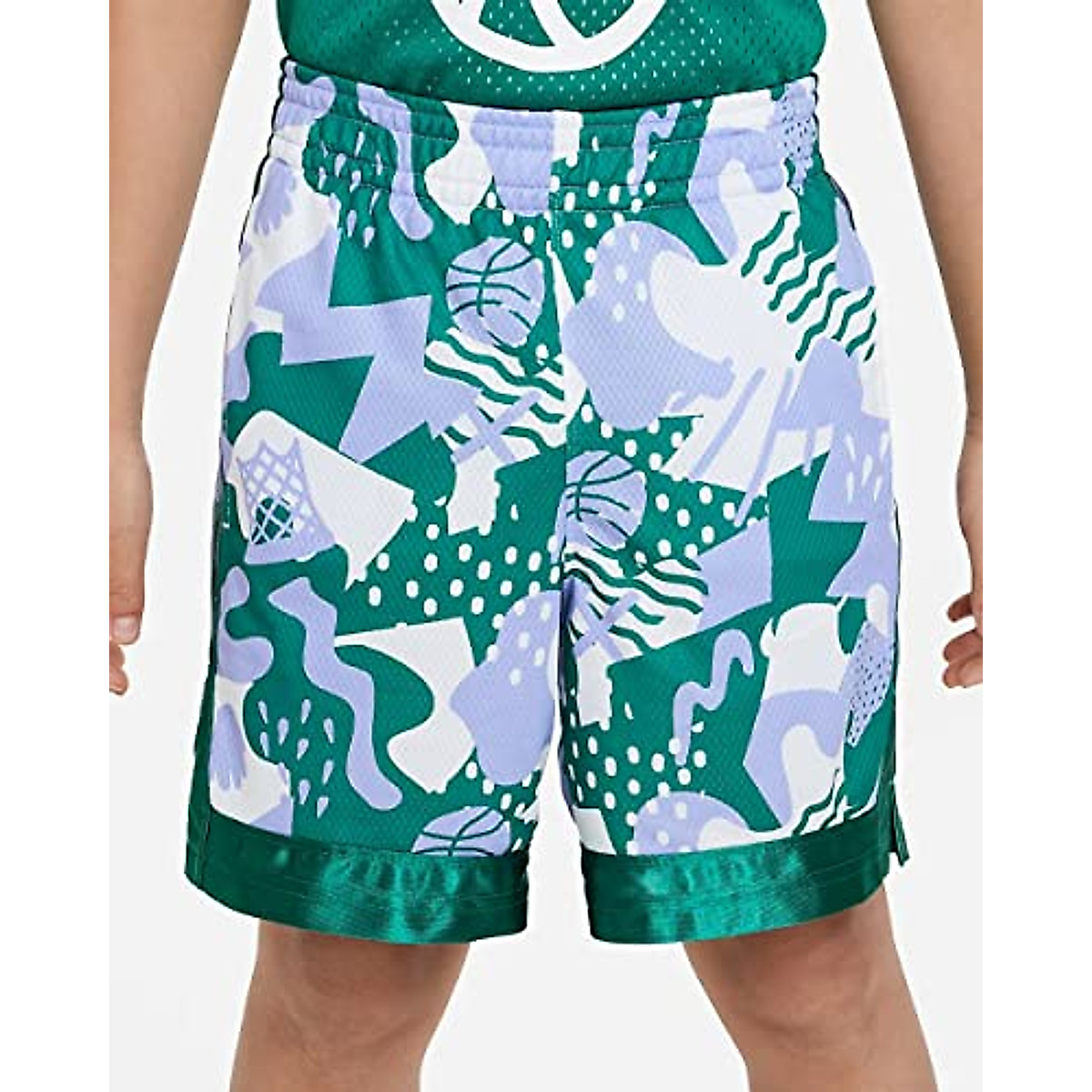 Nike Big Boys' Dri-FIT Elite Basketball Shorts (Large, Light Thistle/Malachite/White)