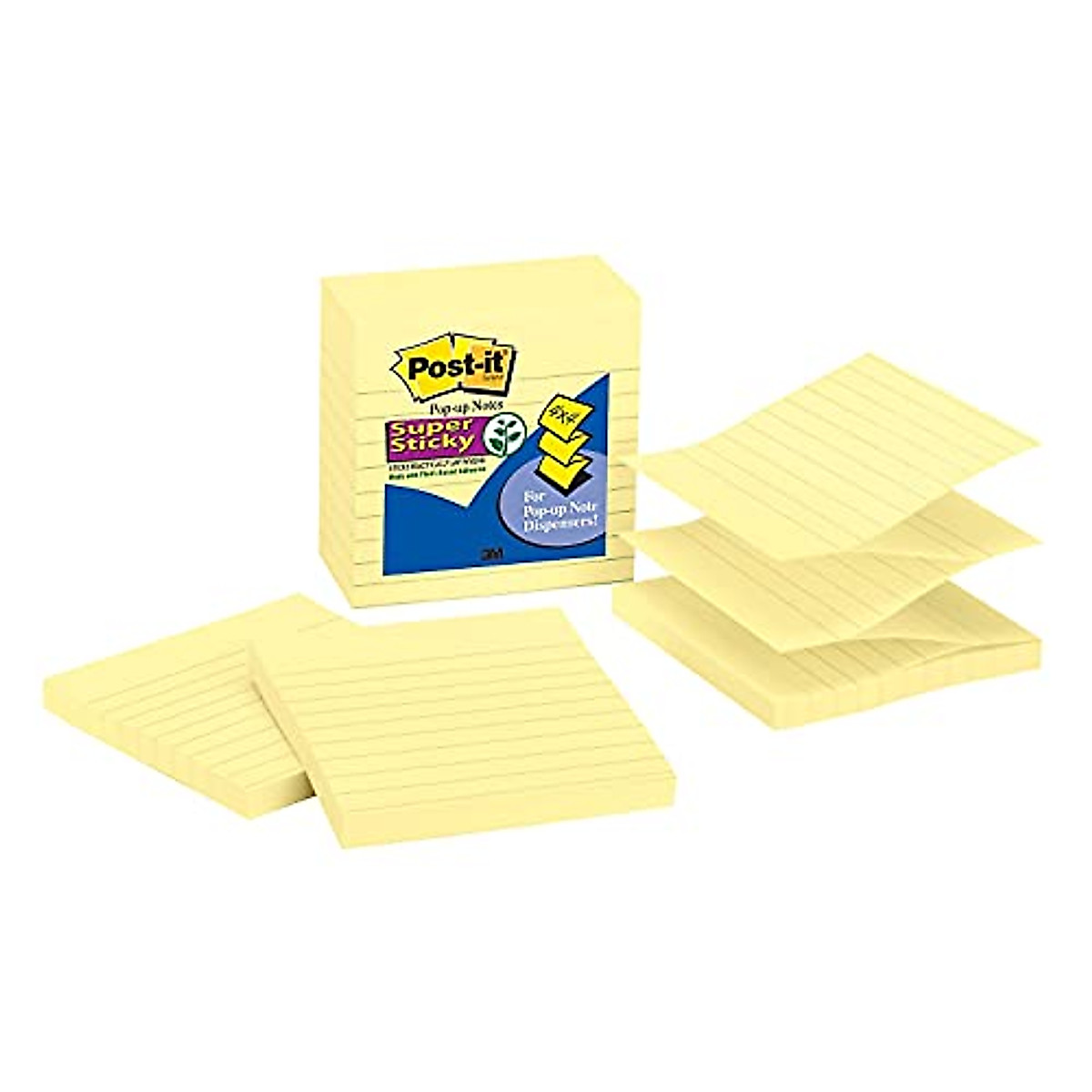Post-It R440ywss Pop-Up Notes Refill, Lined, 4 X 4, Canary Yellow, 90-Sheet, 5/Pack