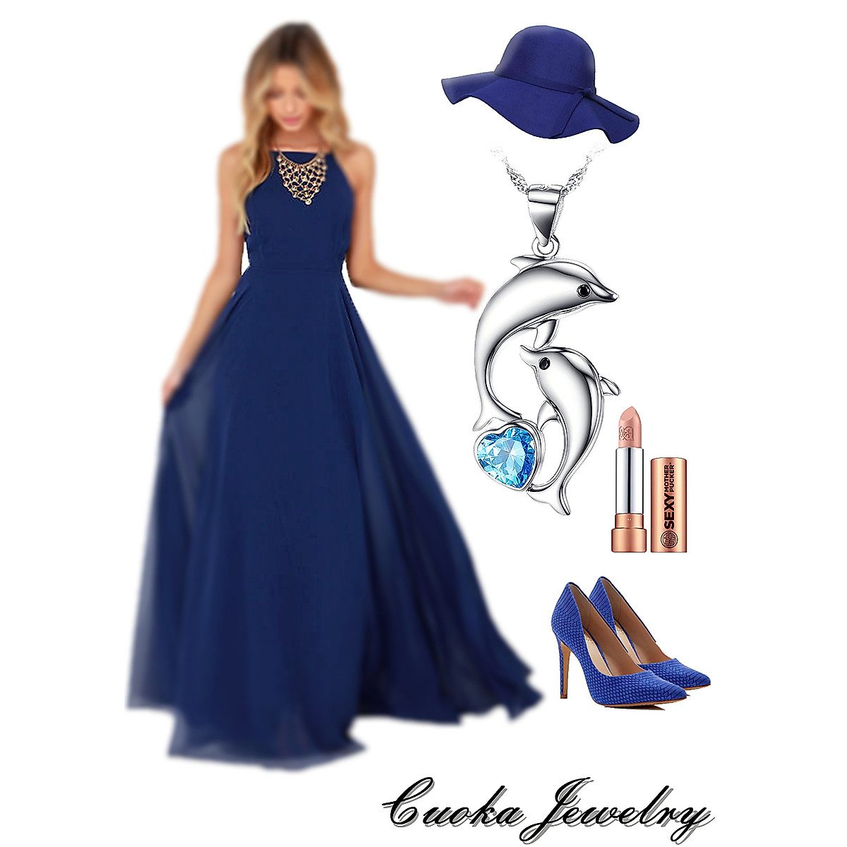 Dolphin Necklace 925 Sterling Silver Mothers Day Gifts For Women Necklace Chains (Heart Blue Dolphin Necklace)