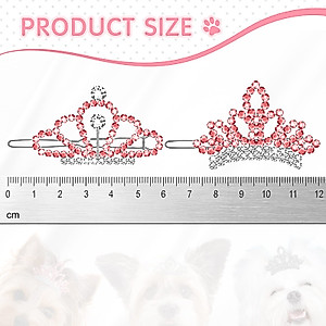 MTLEE Crystal Rhinestone Hair Accessories - 2 Tiara Clips for Dogs, Girls and Pet Grooming Costumes (Pink)