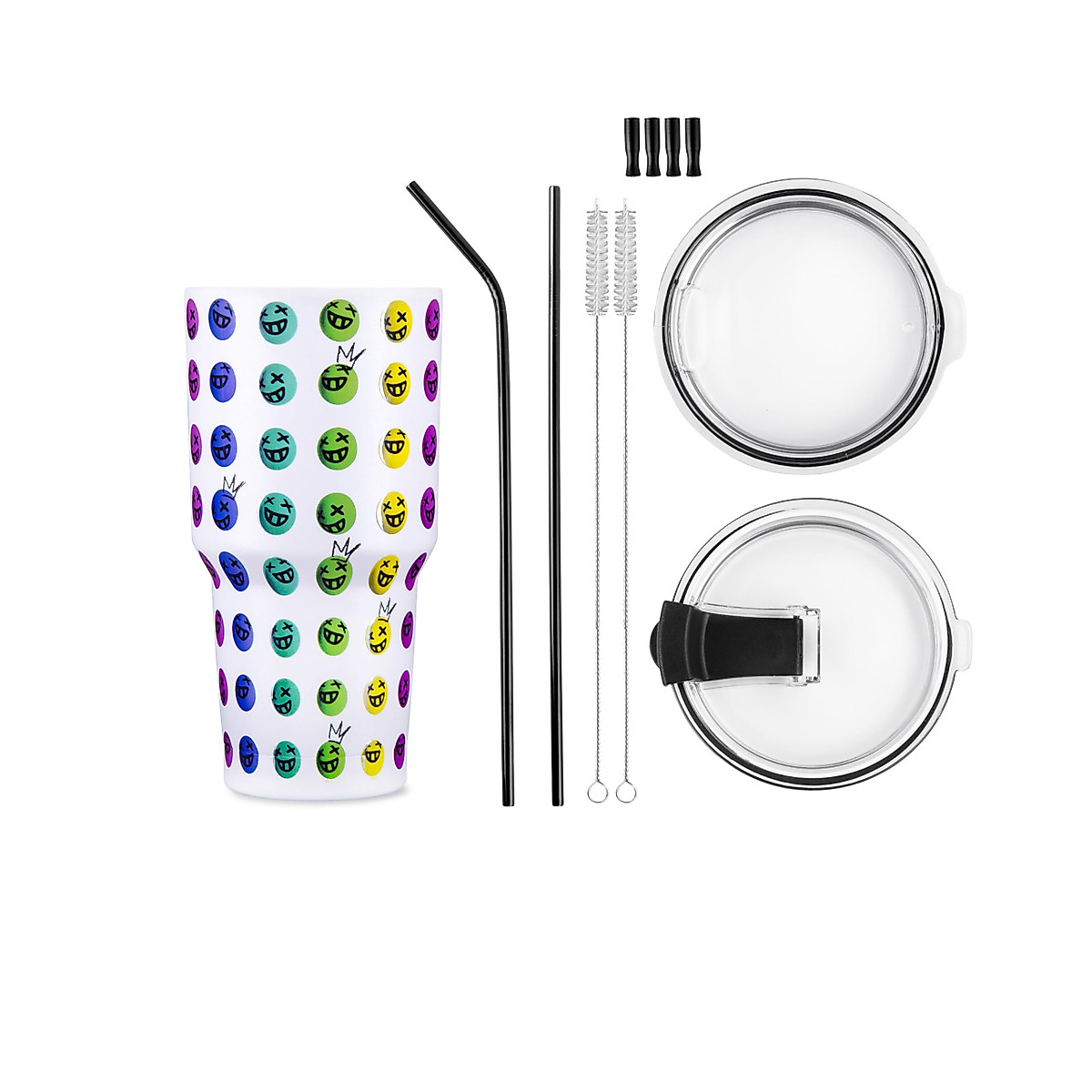 URBANCAN 30 oz Insulated Tumbler with Lid and Straw - Drink In Style with a Stainless Steel Tumbler Travel Mug - Premium Double Walled Thermos Flask - Play On Neon