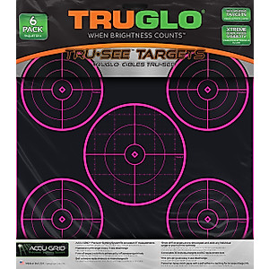 TRUGLO Tru-See 5-Bull 12X12 Bright Fluorescent Self-Adhesive High-Visible Reactive Splatter Target with Increased Target Life, 6-Pack/Pink