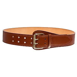 beltiscool Women's Litchi Veined Double Stitch Double Hole Tapered Leather Belt, Tan | small-30