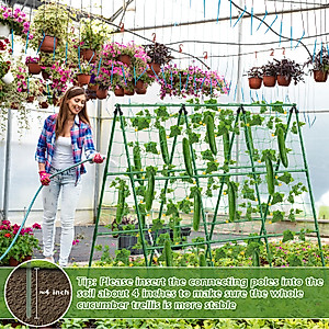Cucumber Trellis for Raised Beds, 45 x 53 Inch Adjustable Size A-Frame Garden Trellis for Climbing Plant Outdoors with Climbing Net and Plant Support Clip for Vegetable Grape Tomato Garden Supplies