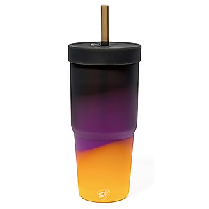 Silipint: Silicone 32oz Straw Tumbler: Sun Storm - Reusable, Unbreakable, Flexible, Sustainable, Hot or Cold, Airtight Lid, Travel