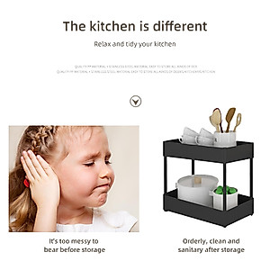 Under Sink Organizer Pull Out Under Sink Storage Rack 2 Tier Under Bathroom Cabinet Storage Multi Purpose Under Cabinet Storage for Kitchen Bathroom Cabinet(white#2)