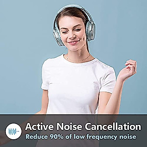 Srhythm NC25 Active Noise Cancelling Headphones Bluetooth 5.0, ANC Stereo Headset Over-Ear with Hi-Fi,Mic,50H Playtime,Voice Assistant,Low Latency Game Mode (Renewed)