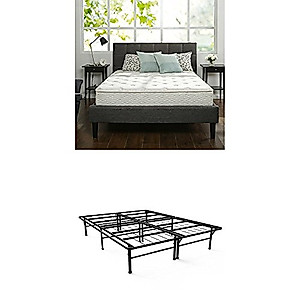 Zinus 10 Inch Hybrid Green Tea Foam and Spring Mattress, Full & Zinus 14 Inch SmartBase Deluxe / Mattress Foundation / Platform Bed Frame / Box Spring Replacement, Full