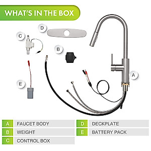 Homewerks 55-K821S-SS-T Hands Free Touchless Kitchen Faucet Pull Down Sprayer, Single, 2, 3 or 4-Hole Install