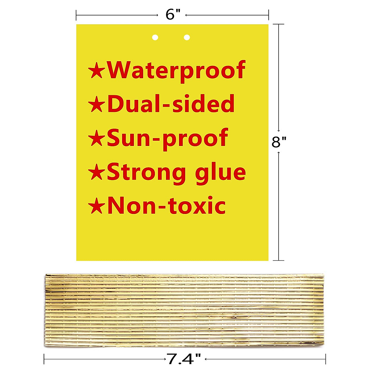 Garutom 30-Pack Dual-Sided Yellow Sticky Traps for Flying Plant Insect Such as Fungus Gnats, Whiteflies, Aphids, Leafminers, etc (6x8 Inches, Included 30pcs Twist Ties)