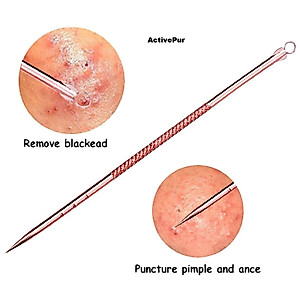 Blackhead Remover Pimple Comedone Extractor Tool, Effective Acne Removal Kit, Treatment for Blemish, Whitehead Pimple Popping, Zit Removing for Nose & Face Skin, Best Electroplated 4 PCS w/case.
