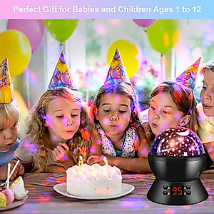 DSTANA Star Projector Night Lights for Kids, Starry Night Light with Timer, 360 Degree Moon Star Ceiling Lamp for Baby Bedroom Decor, Birthday Gifts Toy for 3 to 12 Year Old Girls Boys