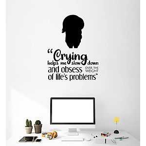 Crying Helps Me Slow Down And Obsess Over The Weight Of Life's Problems - Inside Out Sadness Silhouette Vinyl Wall Decal Sticker Art Decoration Home Room Bedroom Classroom Living Room Size(20x18 inch)