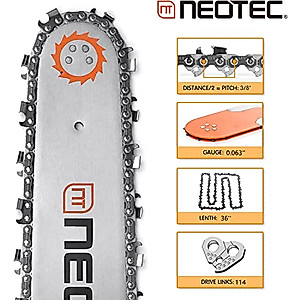 NEO-TEC 36 Inch Chainsaw Chain Blades Full Chisel 3/8 Pitch 0.063" Gauge 114 Drive Link Fit For Stihl Cadena 038 044 046 056 MS440 MS460 MS441 MS461 MS381 MS382 MS660 MS660 G660 Husqvarna 395XP