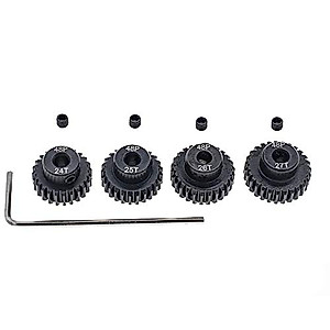 4pcs 48P Pinion Gear 3.175mm Set Hardened 24T 25T 26T 27T 48DP Pitch Gears RC Upgrade Part with Screwdriver
