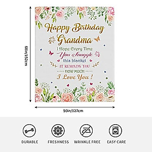KJACGAD Grandma Birthday Gifts, Gifts for Grandma Mothers Day, Birthday Gifts for Grandma, Happy Birthday Grandma, Grandma Birthday Blanket, Birthday Presents for Grandma 60x50 Inch