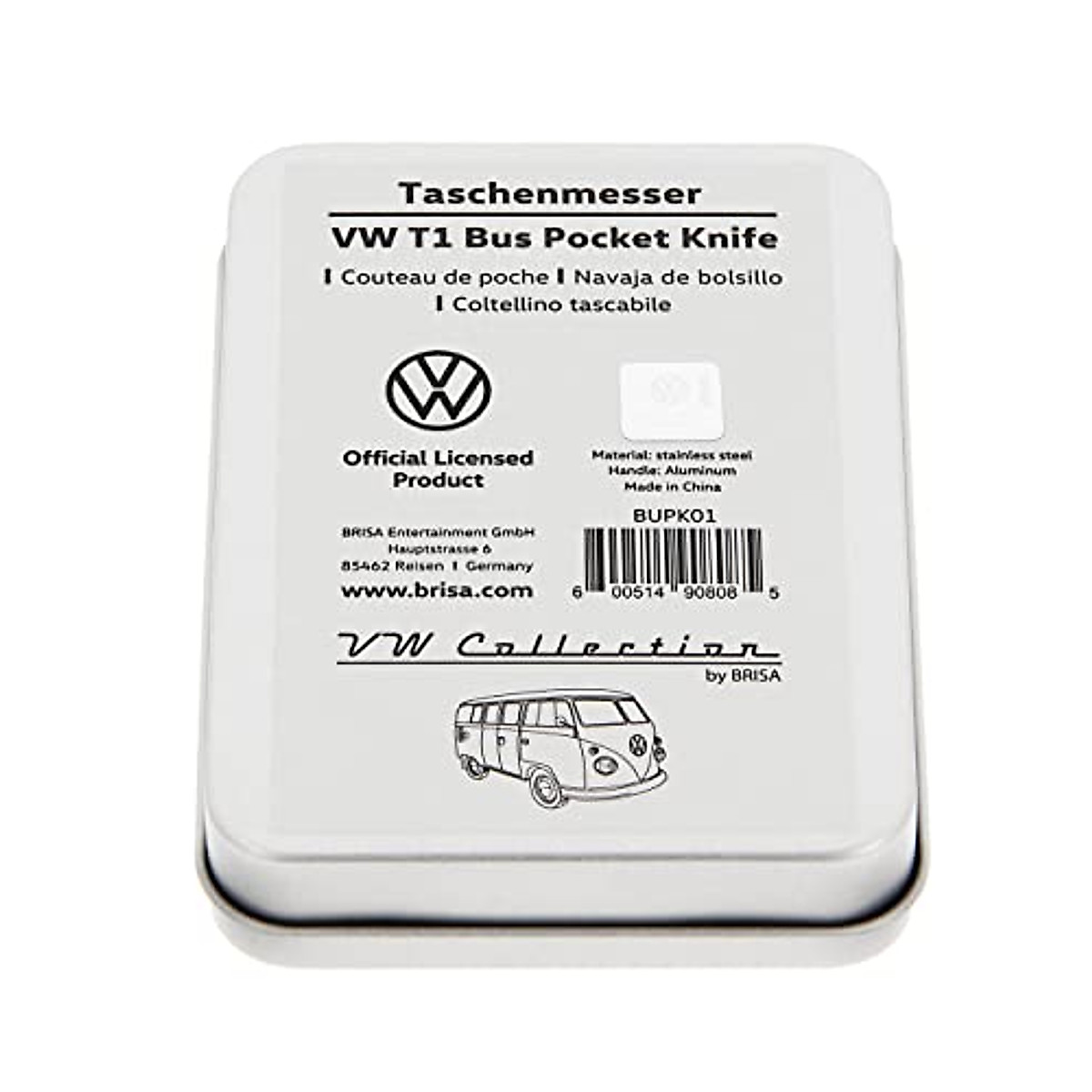 BRISA VW Collection - Volkswagen Multifunctional 3D Pocket Knife, File, Scissors, Bottle & Can Opener, Corkscrew in VW Design (Volkswagen/Red)