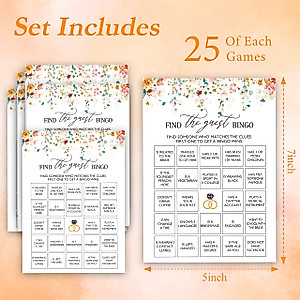 Bridal Shower Bingo Games, Find The Guest Bingo, Floral Bridal Shower Party Game Cards For Wedding Engagement Bachelorette, Fall Bridal Shower Decorations Favors Supplies, 25 Game Cards Included -09
