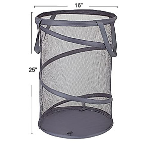 Household Essentials 2027-1 Pop-Up Collapsible Mesh Laundry Hamper | Charcoal