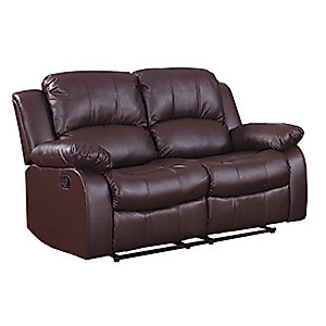 Homelegance Resonance 60" Bonded Leather Double Reclining Loveseat, Brown