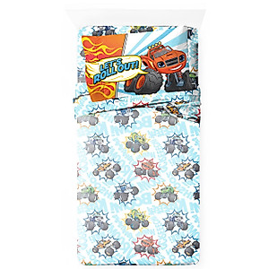 Jay Franco Blaze and The Monster Machines Off to The Races Toddler Size Sheet Set - 3 Piece Set Super Soft and Kid’s Bedding - Fade Resistant Microfiber Sheets (Official Blaze Product)
