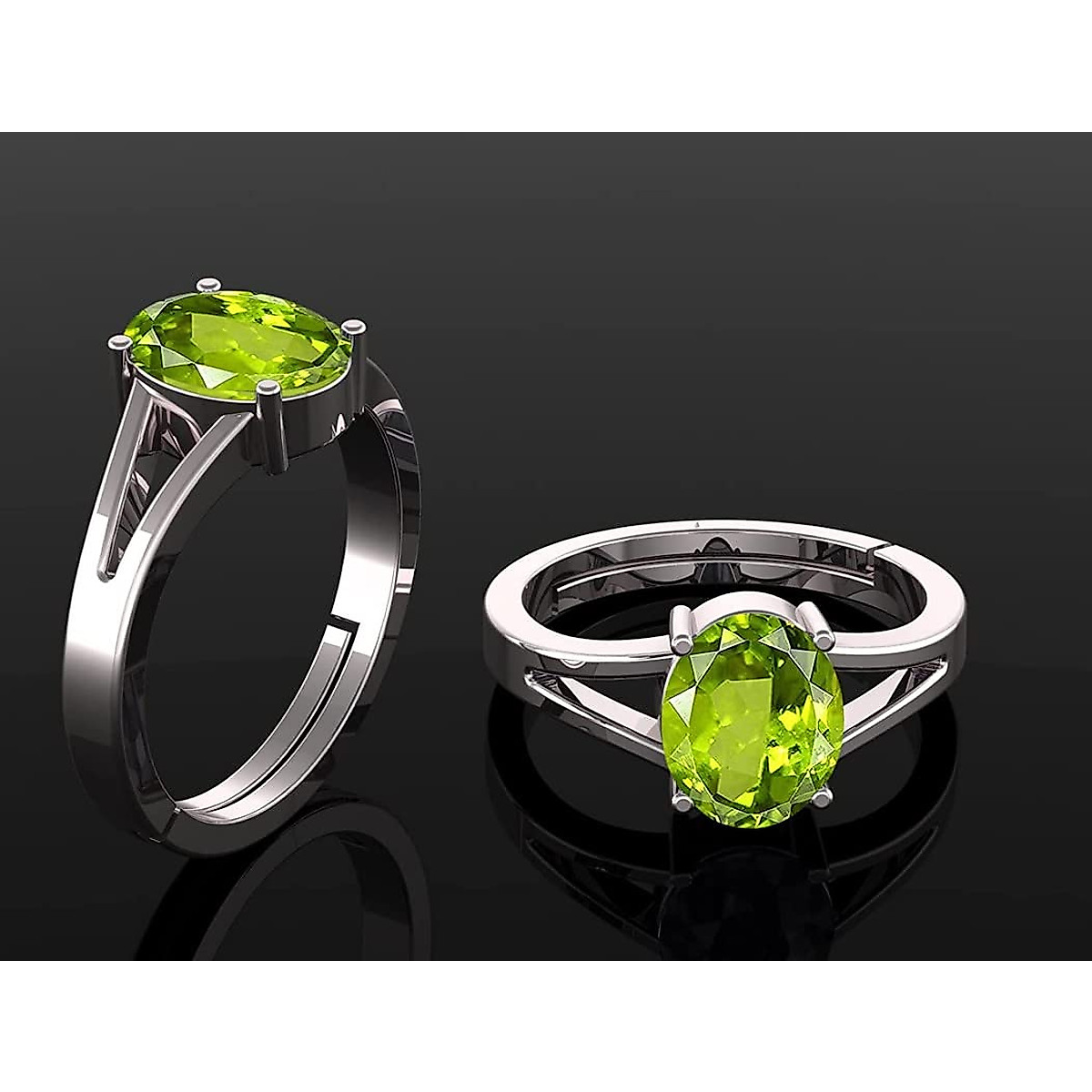 LMDPRAJAPATIS 5.25 carat 925 Sterling Silver With stemp Light Green Natural Peridot Gemstone Ring Lab Tested Astrological Gemstone adjustable Ring For Men Or Women