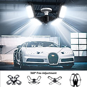 Bright Garage Light Fixture, LED Shop Light Bulbs for Garage, LED Lighting for Basement Ceiling Adjustable LED Garage Lighting Panel, Deformable Garage Light Workshop